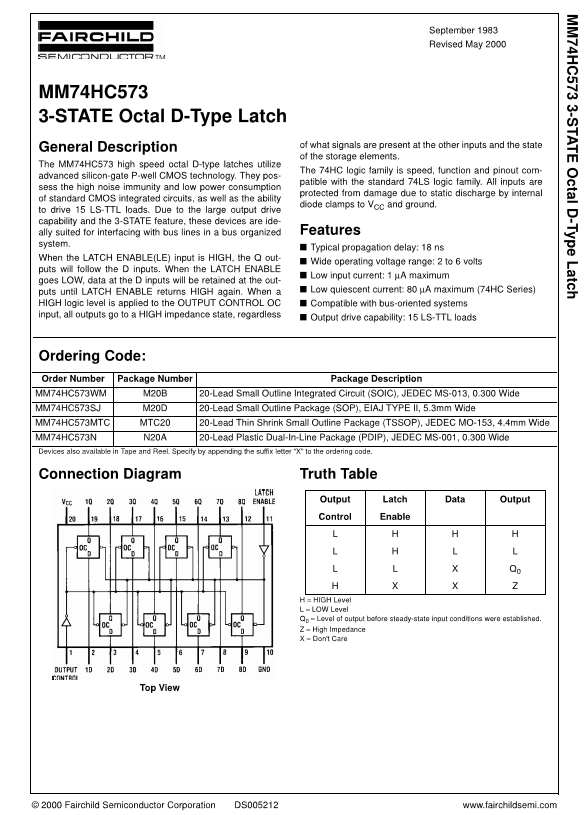 LOT DE DEUX CIRCUITS INTEGRES - PC74HC573P - 3-STATE Octal D-Type Latch
