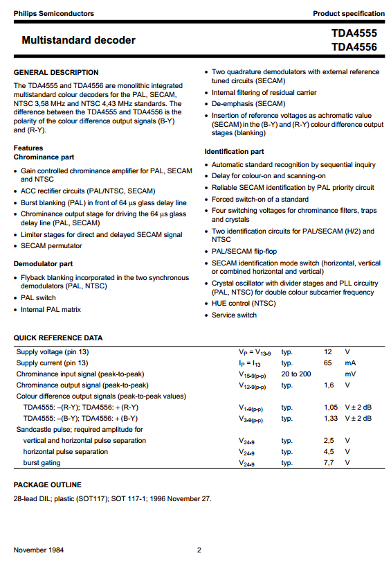 CIRCUIT INTEGRE - TDA4555 - Multistandard decoder